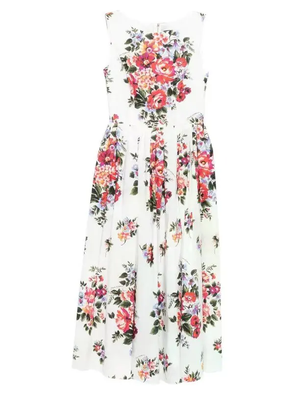 Dolce & Gabbana Floral-print Midi Dress - White