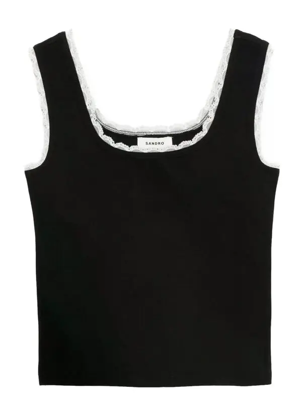 Sandro Square-neck Top - Black
