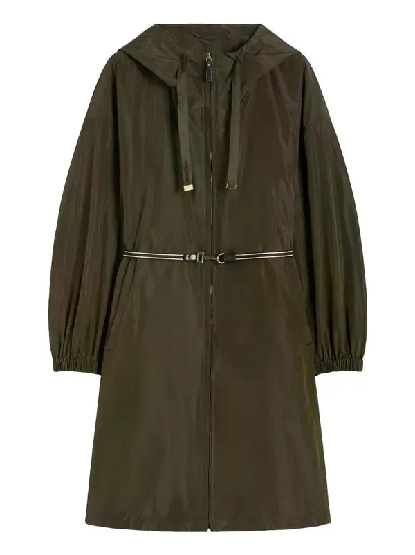 Max Mara Hooded Belted Raincoat - Green