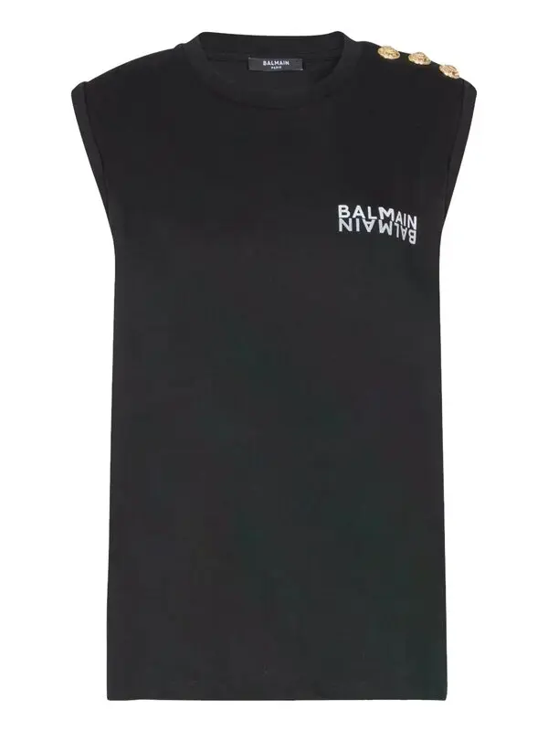 Balmain Button-detail Tank Top - Black