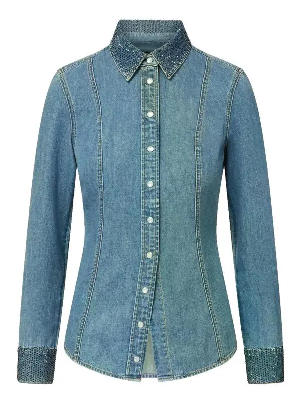 Veronica Beard Eddie Rhinestones Shirt - Blue