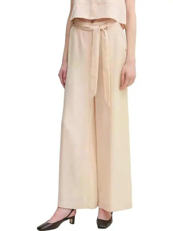 GAUDI Tie Waist Wide Leg Trousers - Neutrals