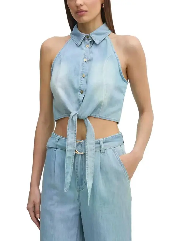 GAUDI Halterneck Front-knot Top - Blue