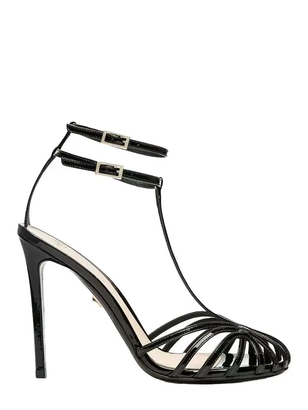 ALEVI MILANO Patent Leather T-strap Sandals - Black