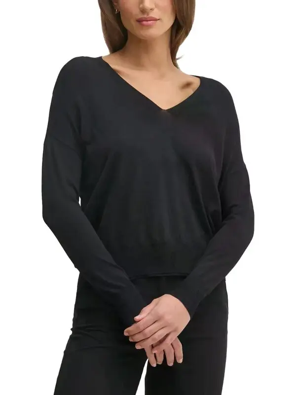 GAUDI V-neck Long Sleeve Sweater - Black