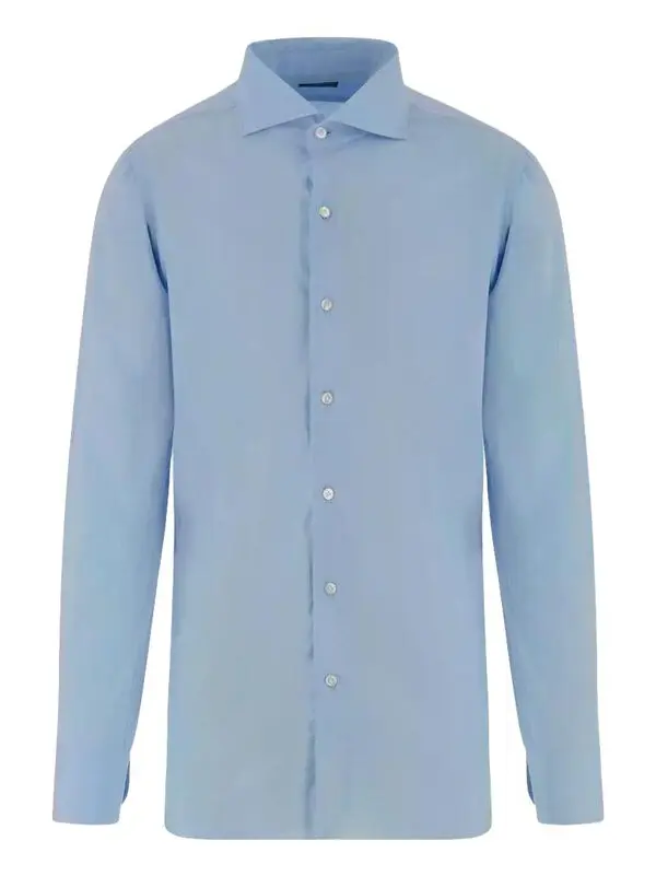 FINAMORE 1925 Point-collar Shirt - Blue