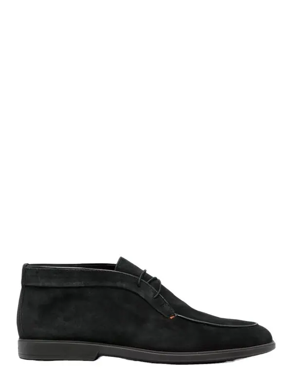 Santoni Lace-up Leather Boots - Black