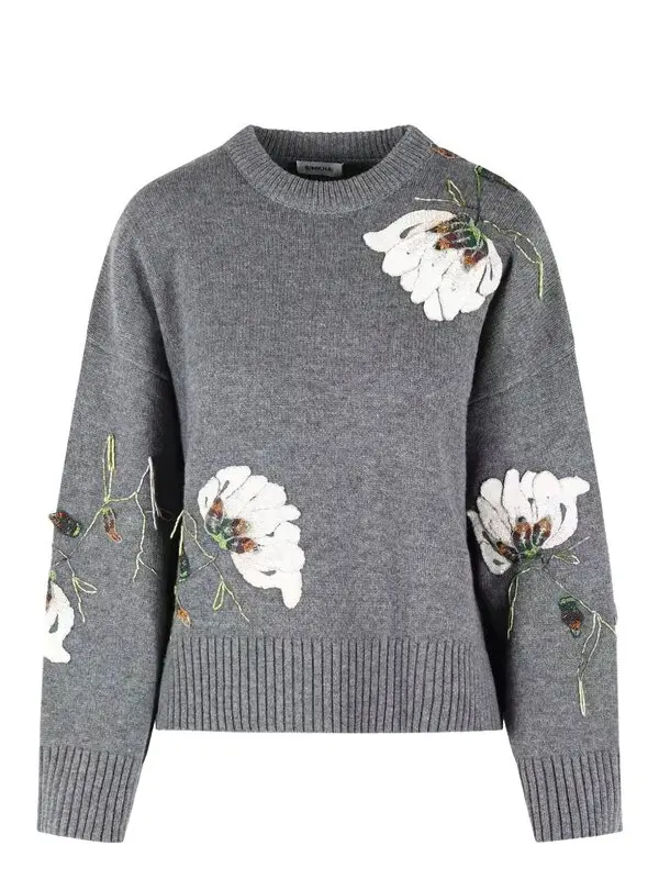 Simkhai Dawna Rhinestone-floral Sweater - Grey