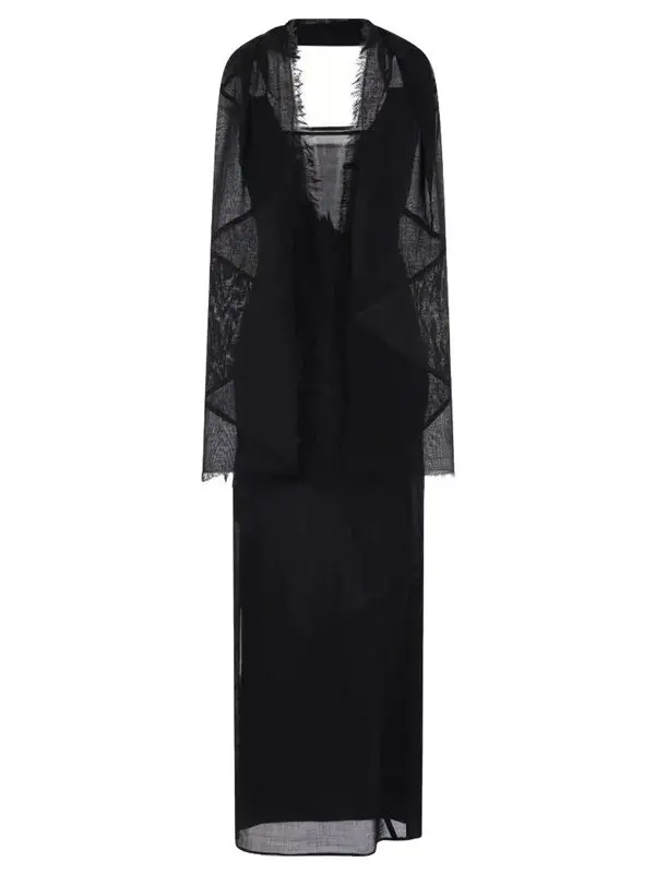 YEHUAFAN Long-sleeved Patchwork Dress - Black