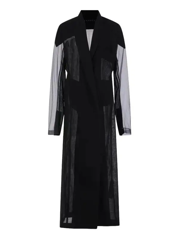 YEHUAFAN Semi-sheer Tulle Coat - Black