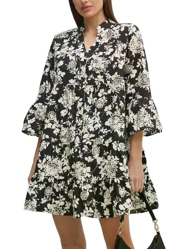 GAUDI Floral-print Midi Dress - Black