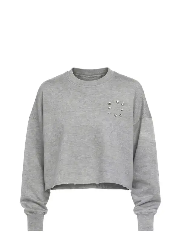 EZR Stud-embellished Cropped Sweatshirt - Grey