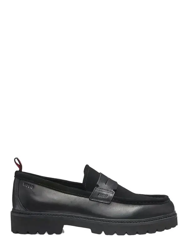 Hugo Panelled Leather Loafers - Black