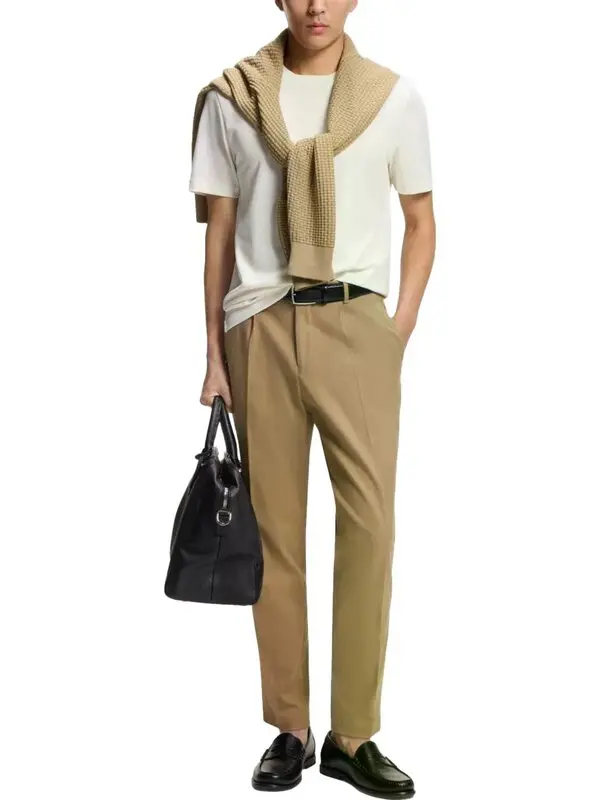BOSS Bubble-structure T-shirt In Cotton - Neutrals