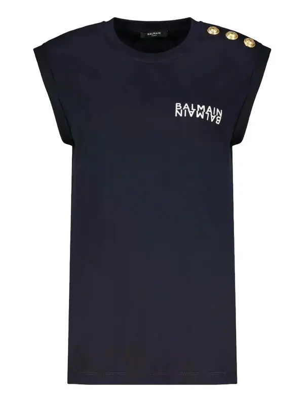 Balmain Cotton Logo T-shirt - Blue