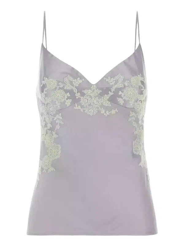 Ermanno Scervino Satin Lace-detail Top - Purple
