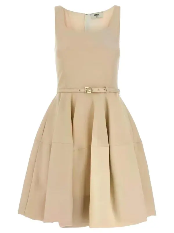 Fendi Belted-embellishment Mini Dress - Neutrals