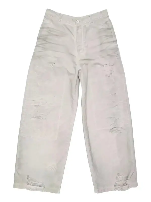 Acne Studios Mended Distressed Wide Leg Jeans - Neutrals