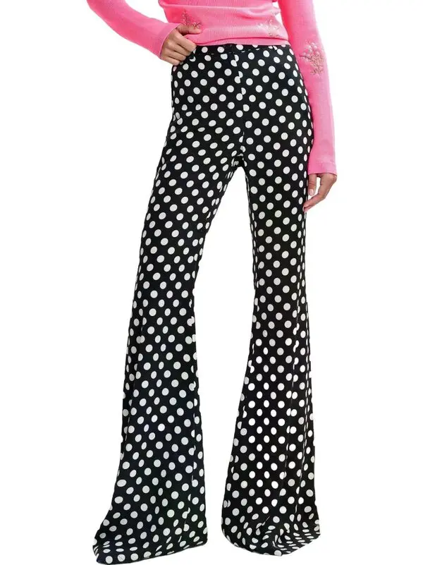 Essentiel Antwerp Polka-dot Flared Trousers - Black