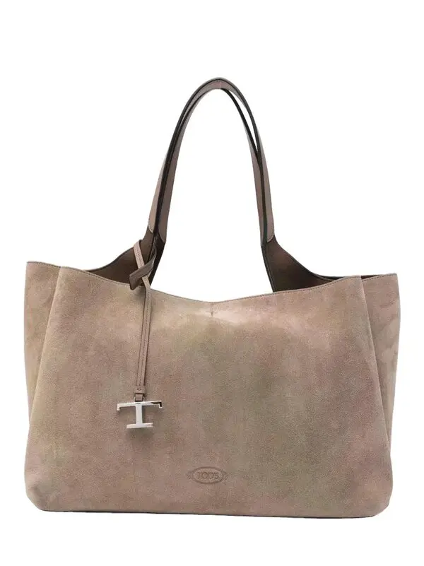 TOD'S T Logo Charm Tote Bag - Neutrals