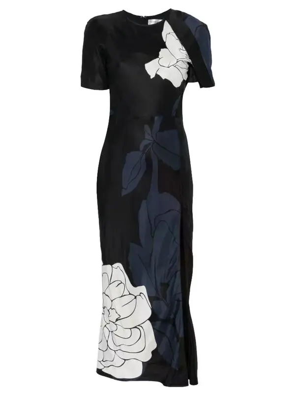 Victoria Beckham Floral Short-sleeve Dress - Blue