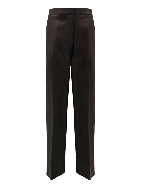 LARDINI Flat-front Straight Leg Trousers - Black