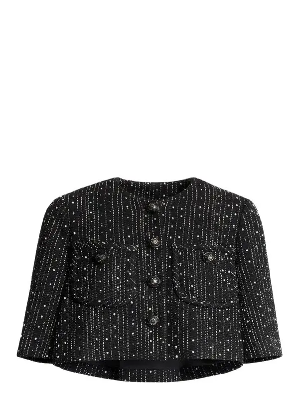 Elie Saab Tweed Cropped Jacket - Black