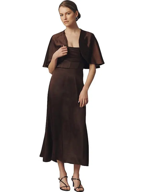 ELLIATT Heidi Cape Corset Maxi Dress - Chocolate