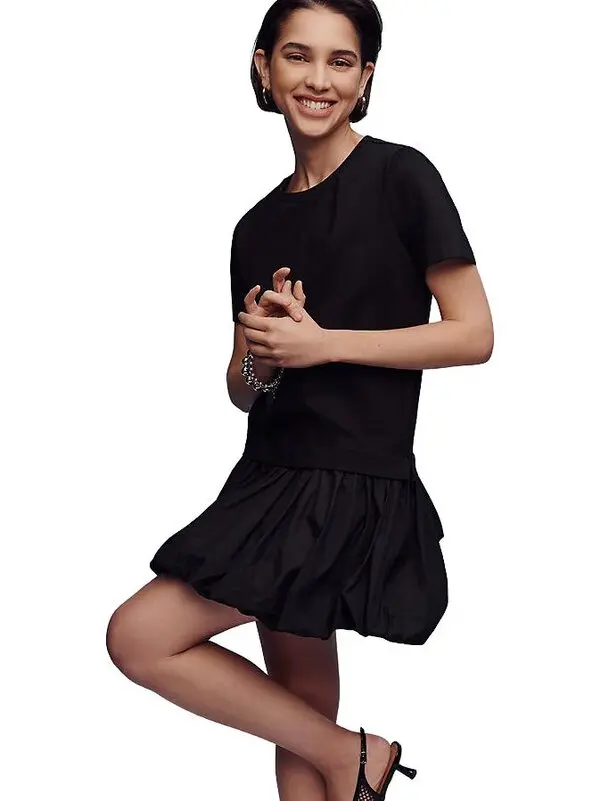 English Factory Twofer Bubble-hem Mini Dress - Black