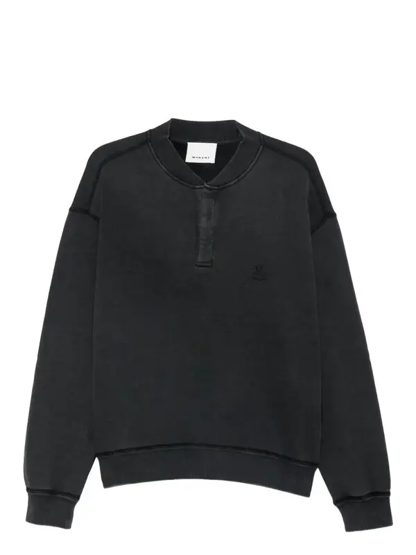 VALENTINO GARAVANI EYEWEAR Button Embroidered-logo Sweatshirt - Black