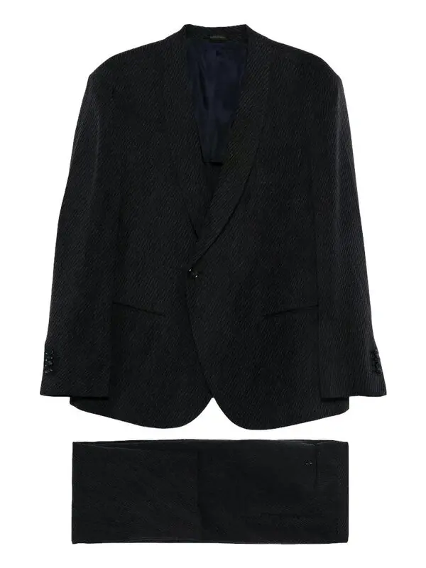 Giorgio Armani Pinstripe Single-button Blazer - Black
