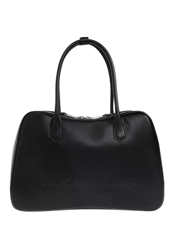 Emporio Armani Embossed Top-handle Tote - Black