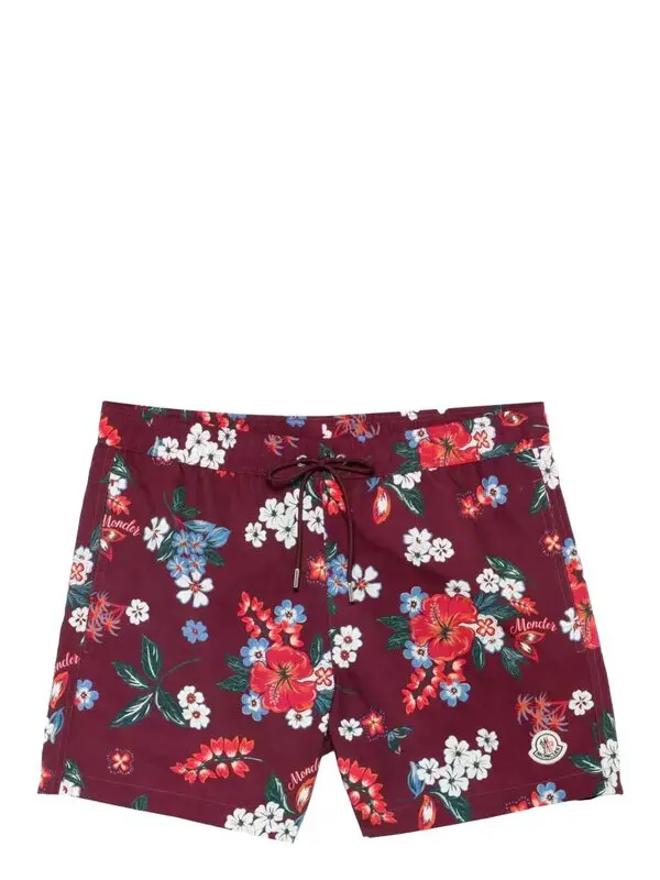 Moncler Printed Swim Shorts - Red