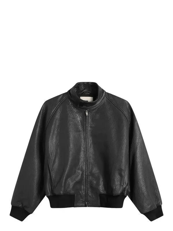Studio Nicholson Over Leather Harrington Jacket - Black