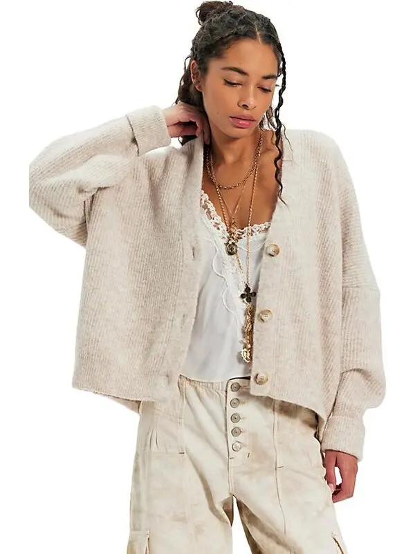 Free People Verona Cardigan - Birch Heather