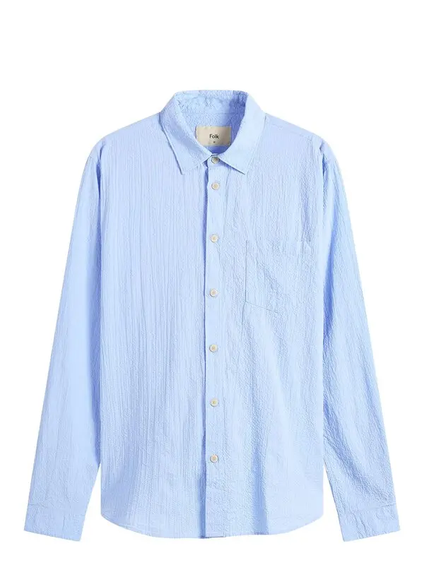 Folk Relaxed Fit Shirt - Blue Bubble Seersucker