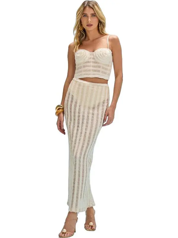 PatBO Celeste Knit Maxi Skirt - White