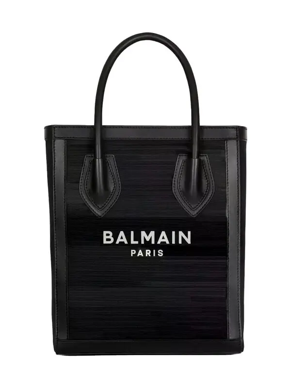 Balmain Leather-trimmed Canvas Tote Bag - Black