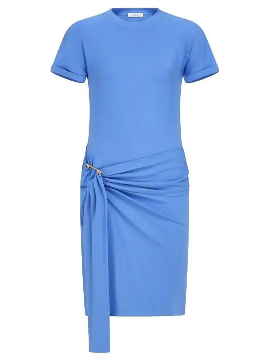 FERRAGAMO Draped Jersey Dress - Blue