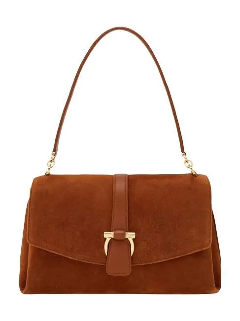 FERRAGAMO Front Flap Shoulder Bag - Brown