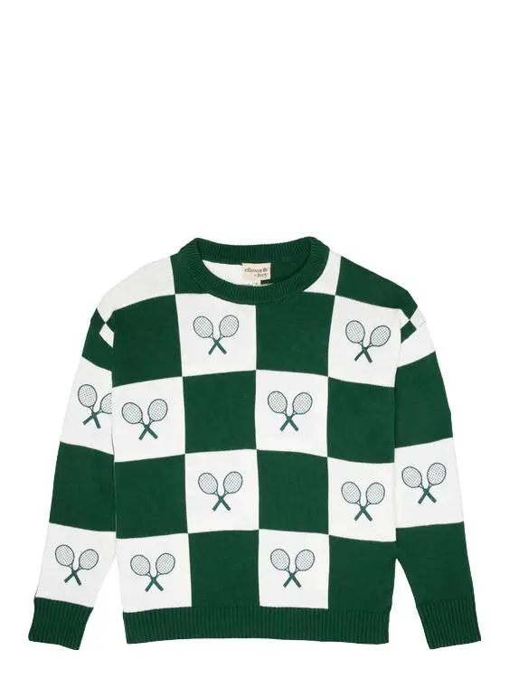 ELLSWORTH + IVEY Checkered Tennis Sweater - Green
