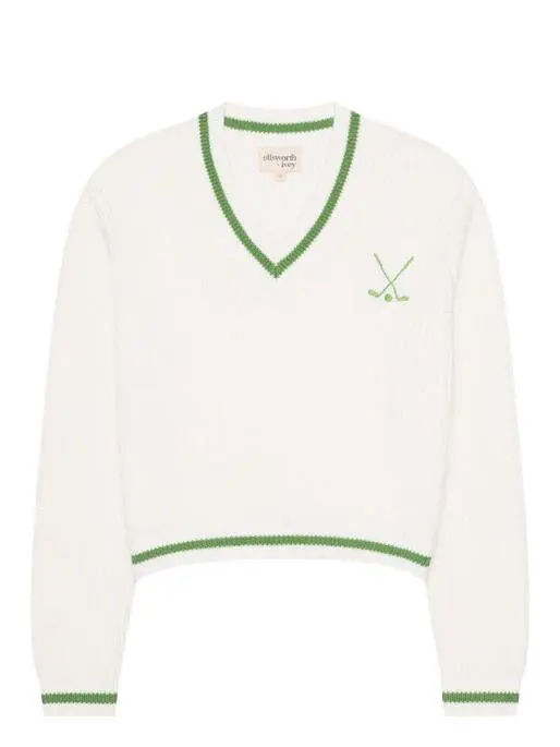 ELLSWORTH + IVEY Brooke Varsity Golf Club Sweater - Green