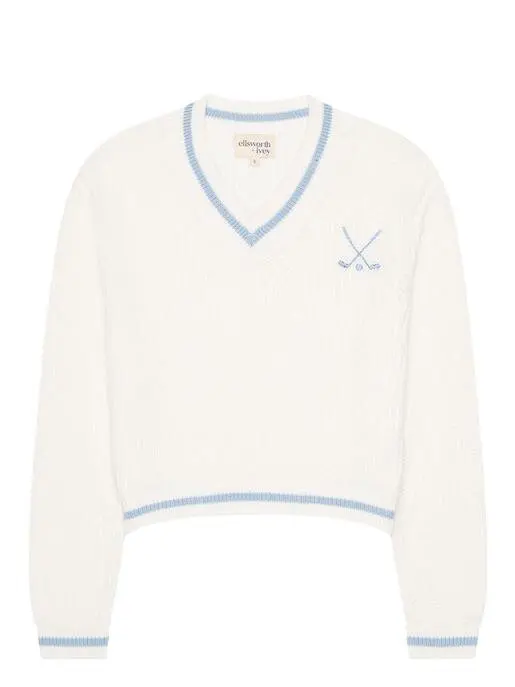 ELLSWORTH + IVEY Brooke Varsity Golf Club Sweater - Blue