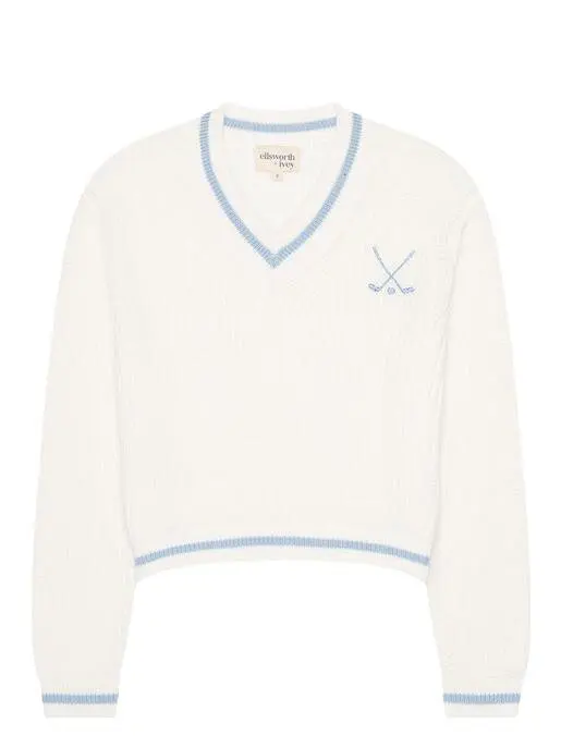 ELLSWORTH + IVEY Brooke Varsity Golf Club Sweater - Blue