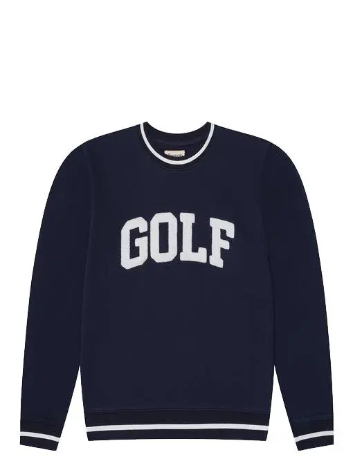 ELLSWORTH + IVEY Elle Collegiate Golf Pullover Sweatshirt - Blue / Navy / Stripe / White