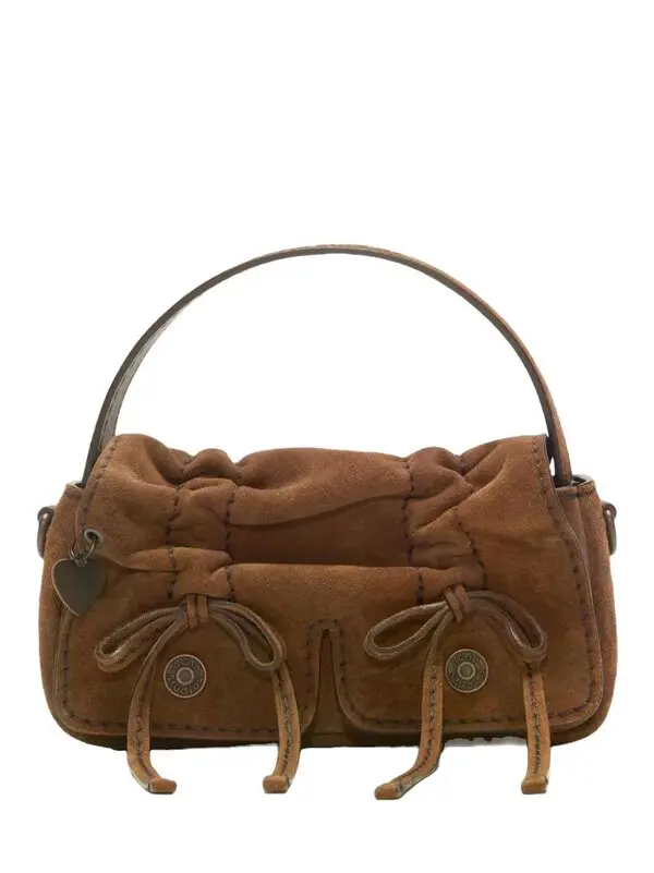 Acne Studios Suede Shoulder Bag With Pockets - Brown