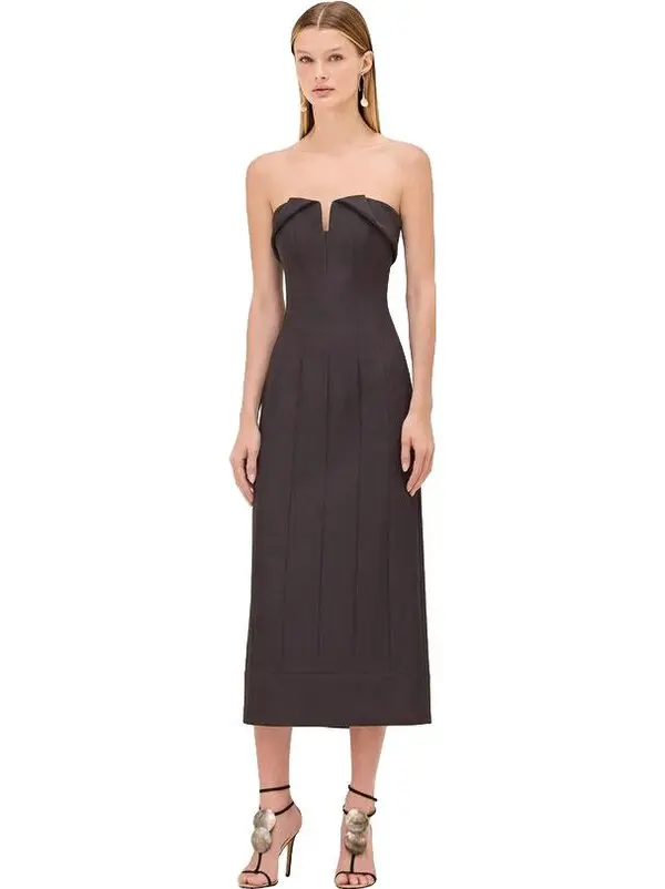 Alexis Donella Strapless Midi Dress - Black