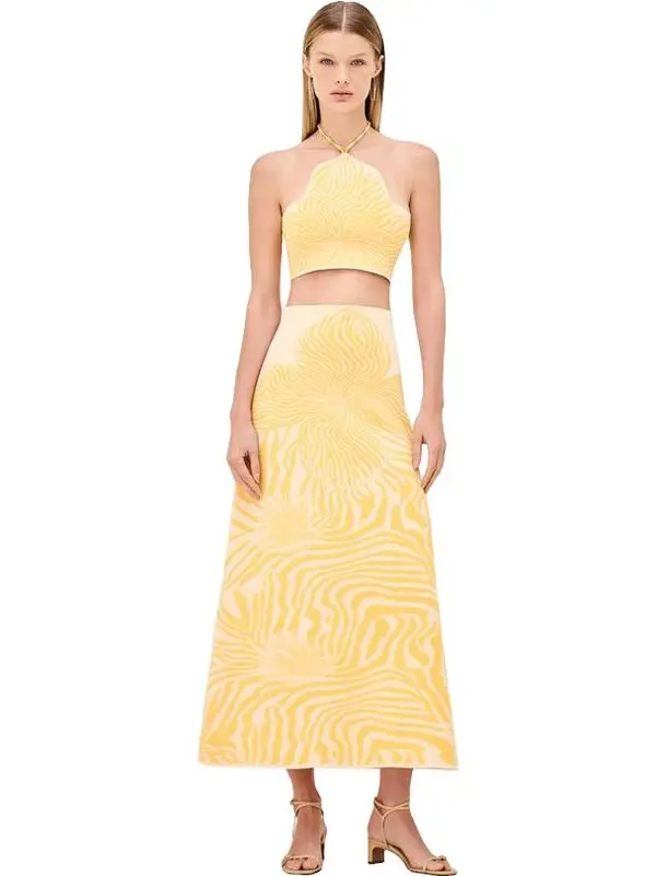 Alexis Jazlyn Printed A-line Skirt - Yellow