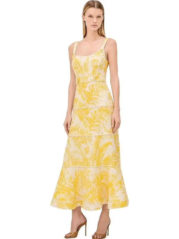 Alexis Kayleen Paneled Midi Dress - Natural