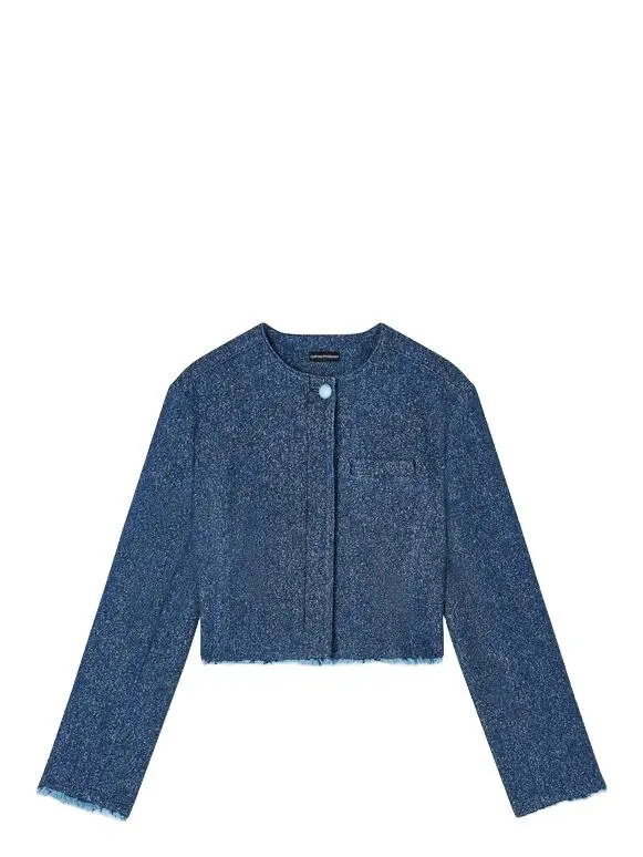 Emporio Armani Denim Jacket With Fringes - Blue
